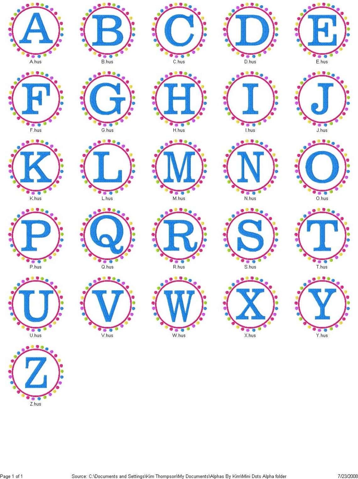 Mini Dots Machine Embroidery Monogram Design Font Set Machine | Etsy