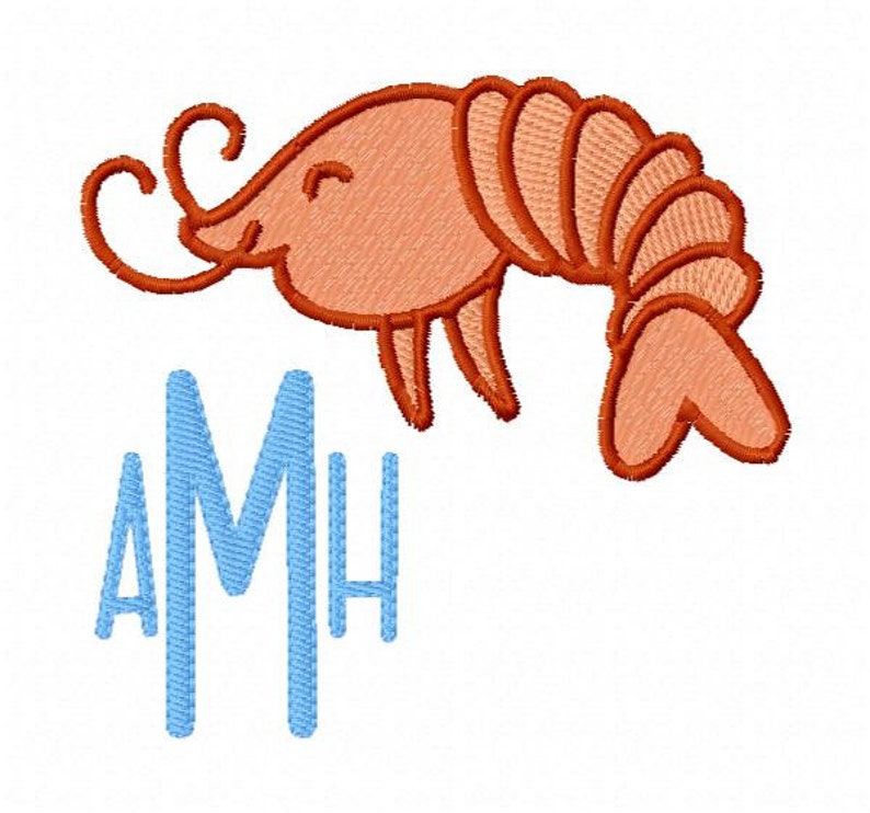 Shrimp Summer Monogram Embroidery Design Set, Joyful Stitches, Shrimp ...