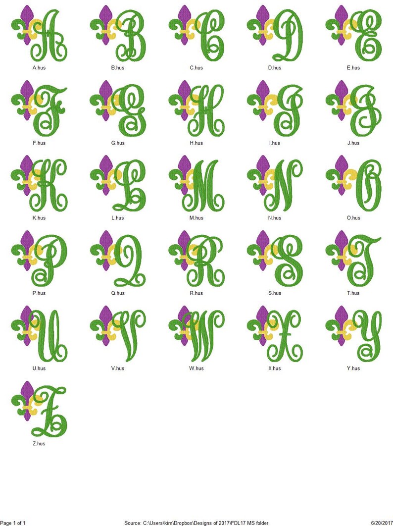 Fleur De Lis // Machine Embroidery Monogram Font Design Set // - Etsy