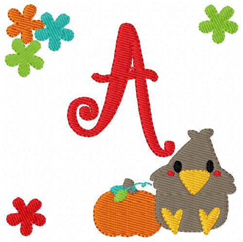 Fall Autumn Harvest Monogram Embroidery Font Design Set | Etsy