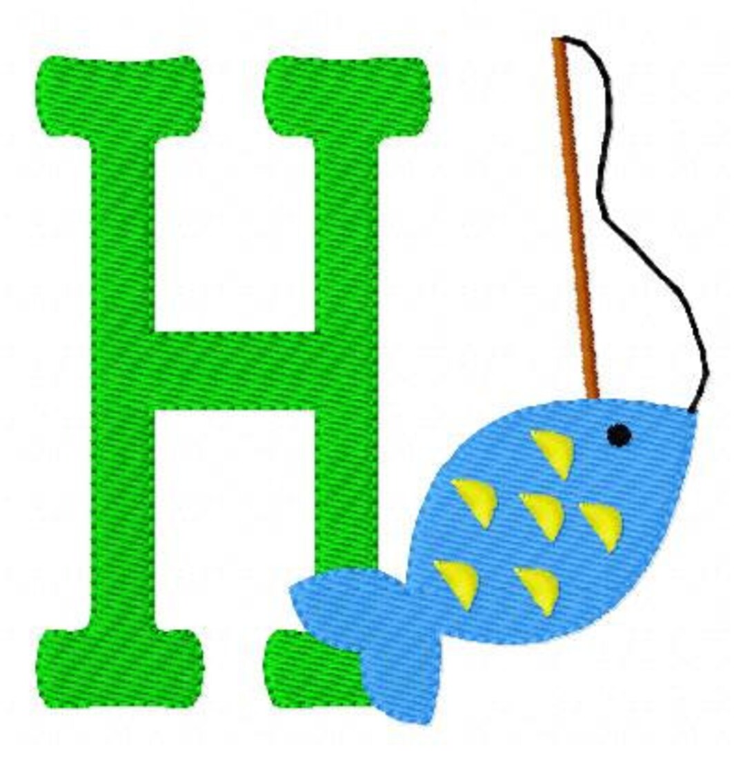 Fish // Fishing // Machine Embroidery Monogram Font Set // Machine ...