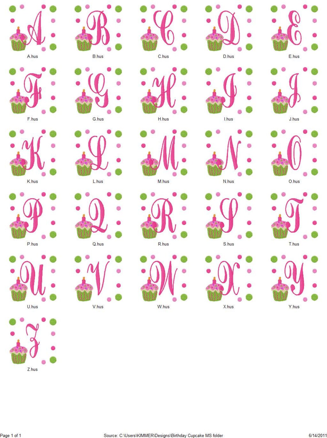 Birthday Cupcake Monogram Embroidery Font Design Set Machine | Etsy