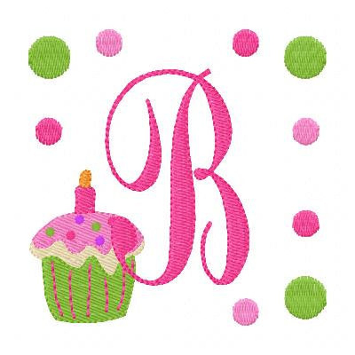 Birthday Cupcake Monogram Embroidery Font Design Set Machine | Etsy