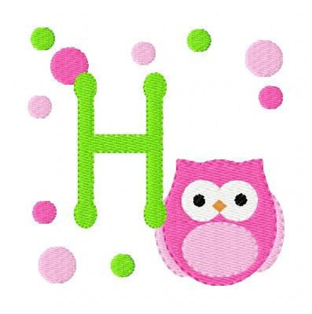 Owl With Dots Monogram Machine Embroidery Design Set, Machine ...