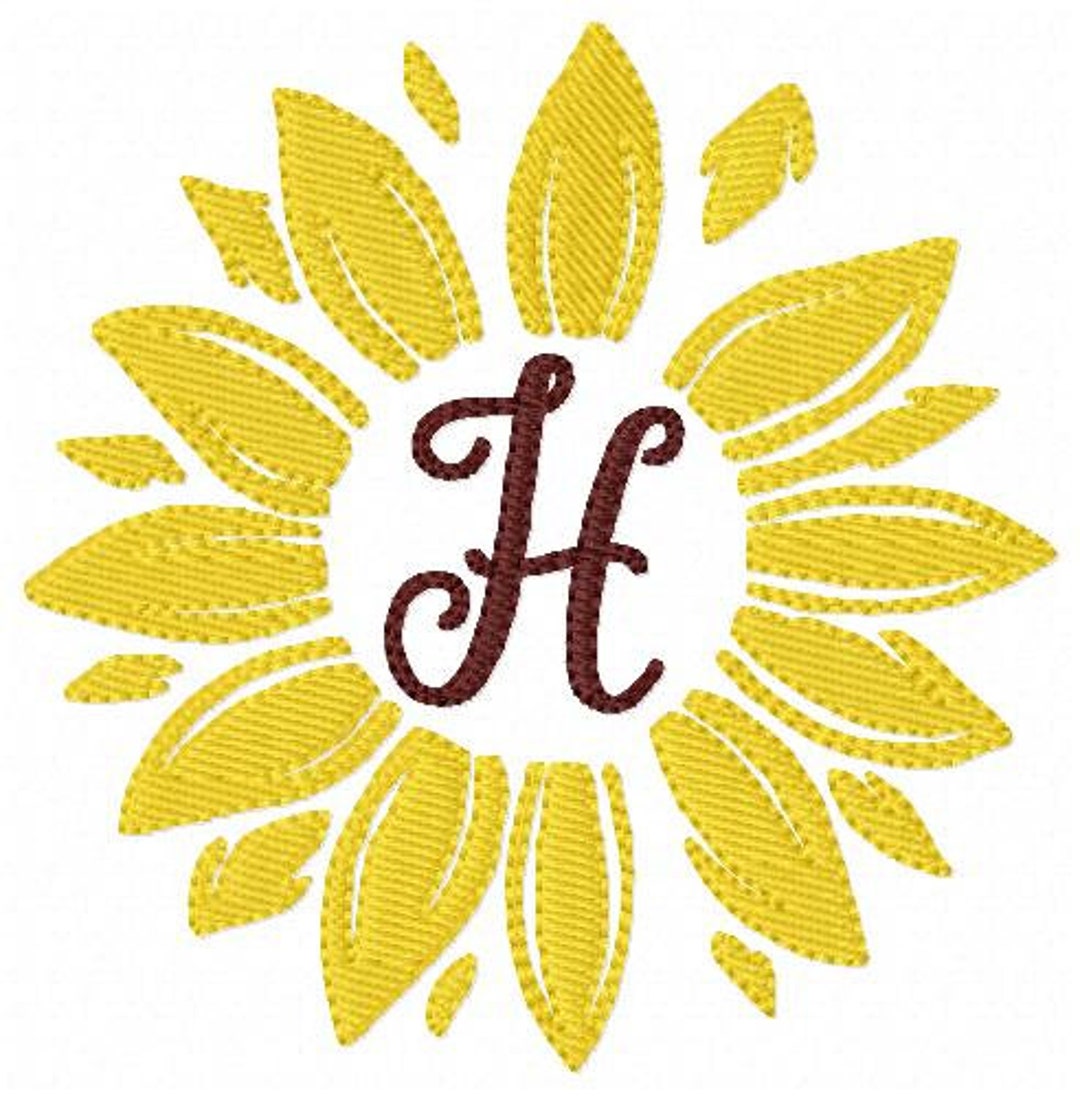 Sunflower Monogram Embroidery Font Design Set, Sunflower Embroidery ...