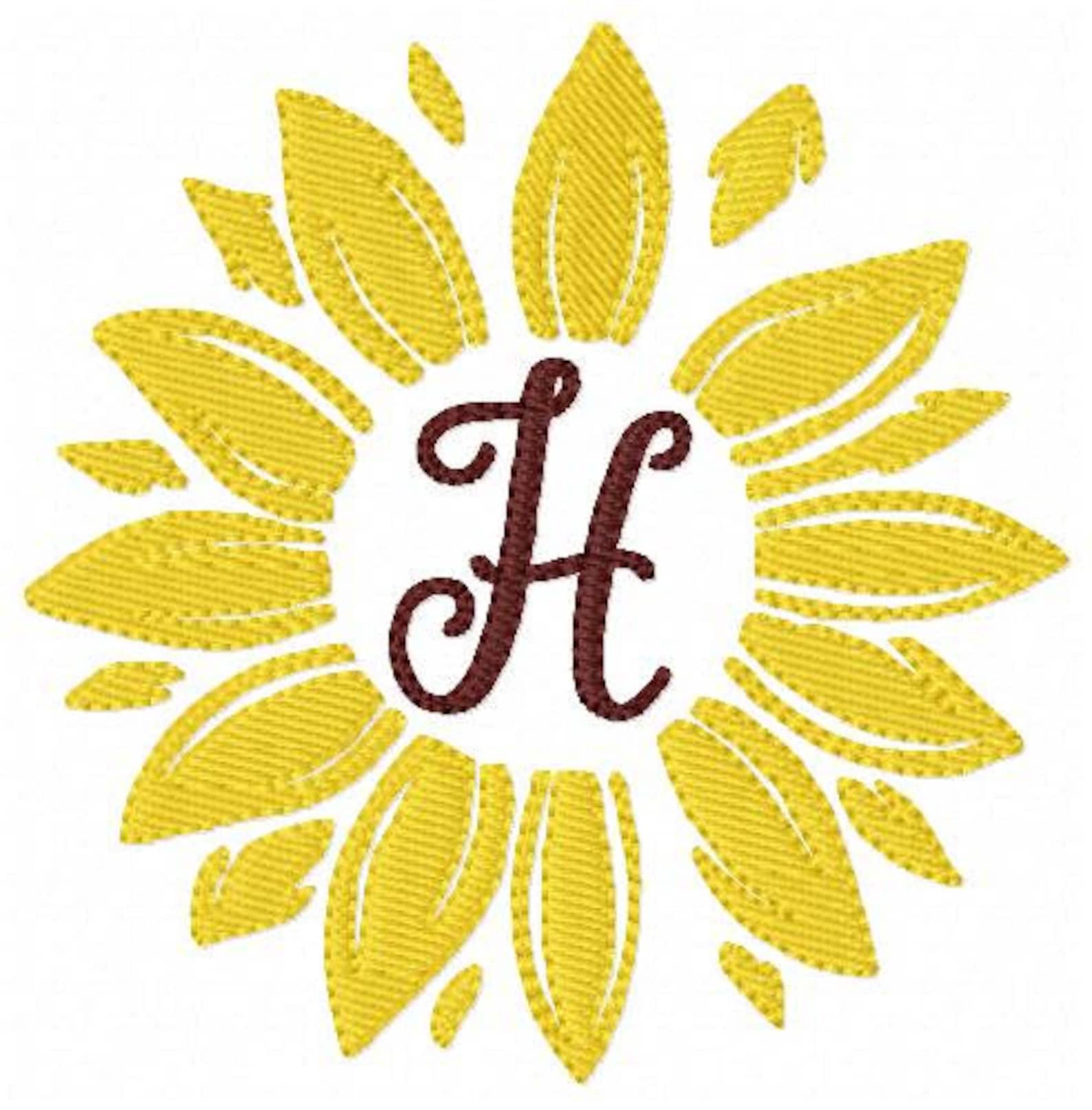 Sunflower Monogram Embroidery Font Design Set Sunflower | Etsy