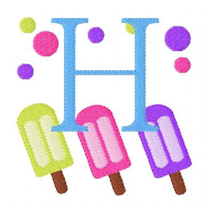 Popsicle With Dots Monogram Machine Embroidery Design Set, Summer ...
