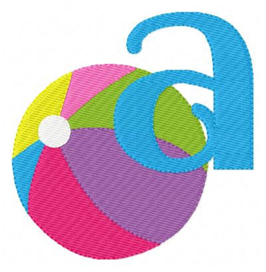 Beach Ball // Summer // Beach // Monogram Embroidery Font Design Set ...