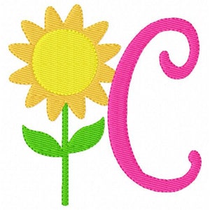 Sunflower // Machine Embroidery Monogram Font Design Set, Sunflower ...