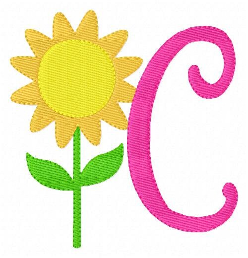 Sunflower // Machine Embroidery Monogram Font Design Set, Sunflower ...