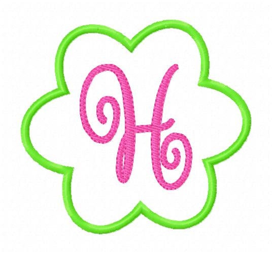 Flower Applique Monogram Embroidery Font Design Set Flower | Etsy