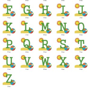 Beach Ball // Summer Embroidery Design, Monogram Embroidery Font Design ...