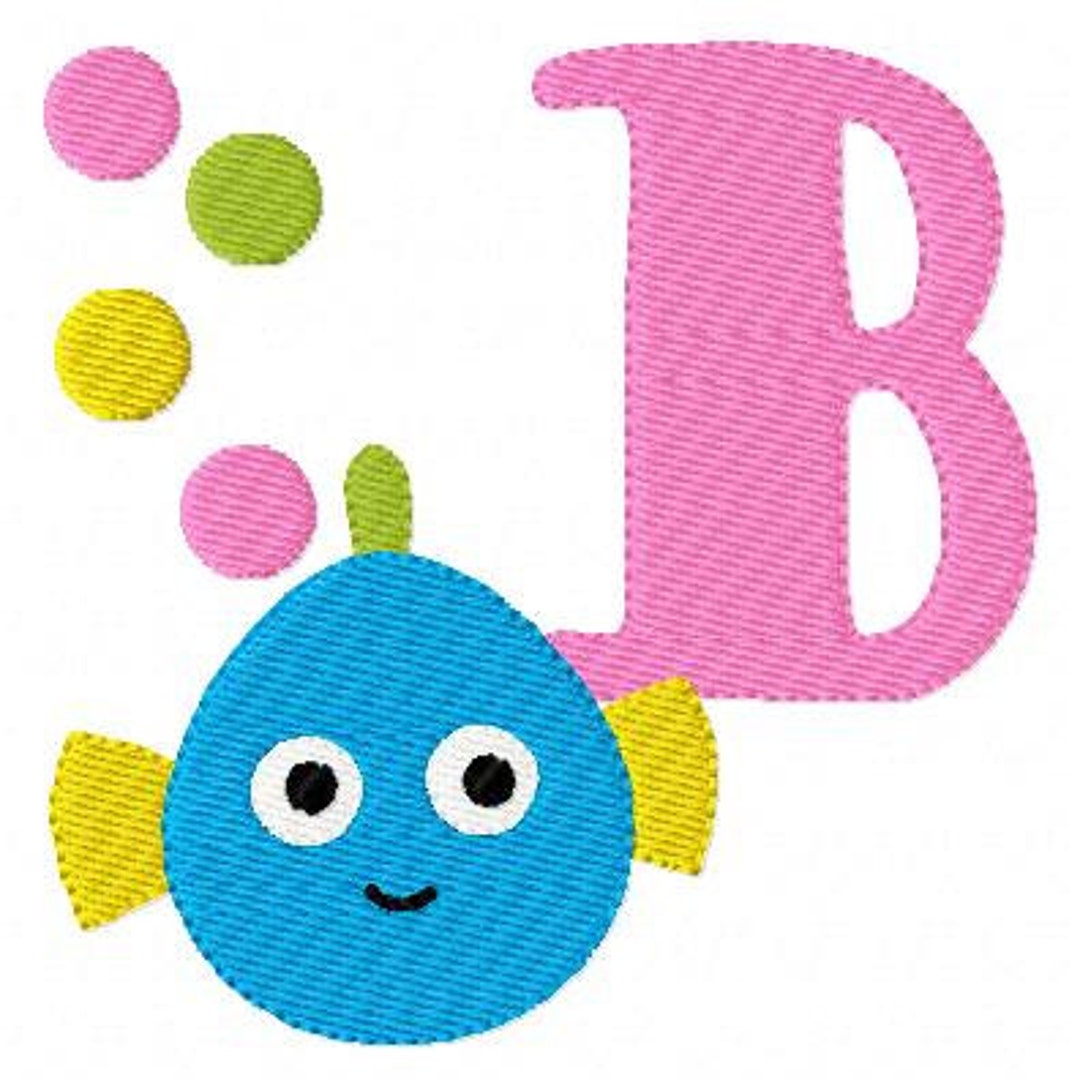 Fish Embroidery Design Font Set, Embroidery Font, Embroidery Monogram ...