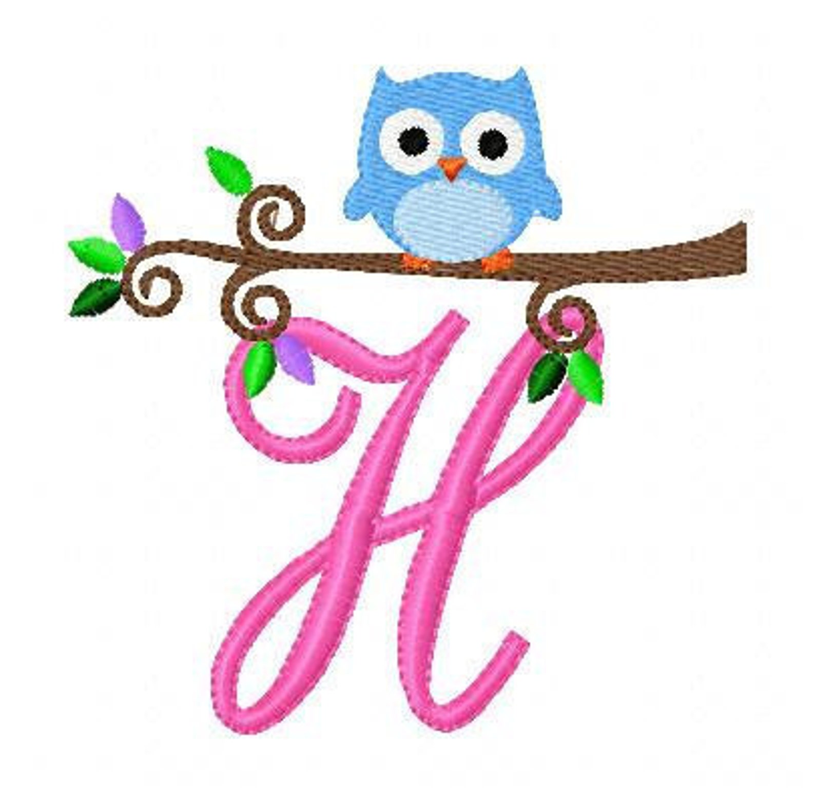 Owl Monogram Machine Embroidery Design Set Spring Baby Owl. - Etsy