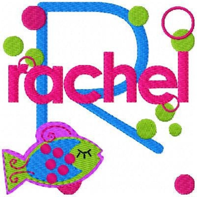 Fish Machine Embroidery Monogram Font Design Set, Machine Embroidery ...