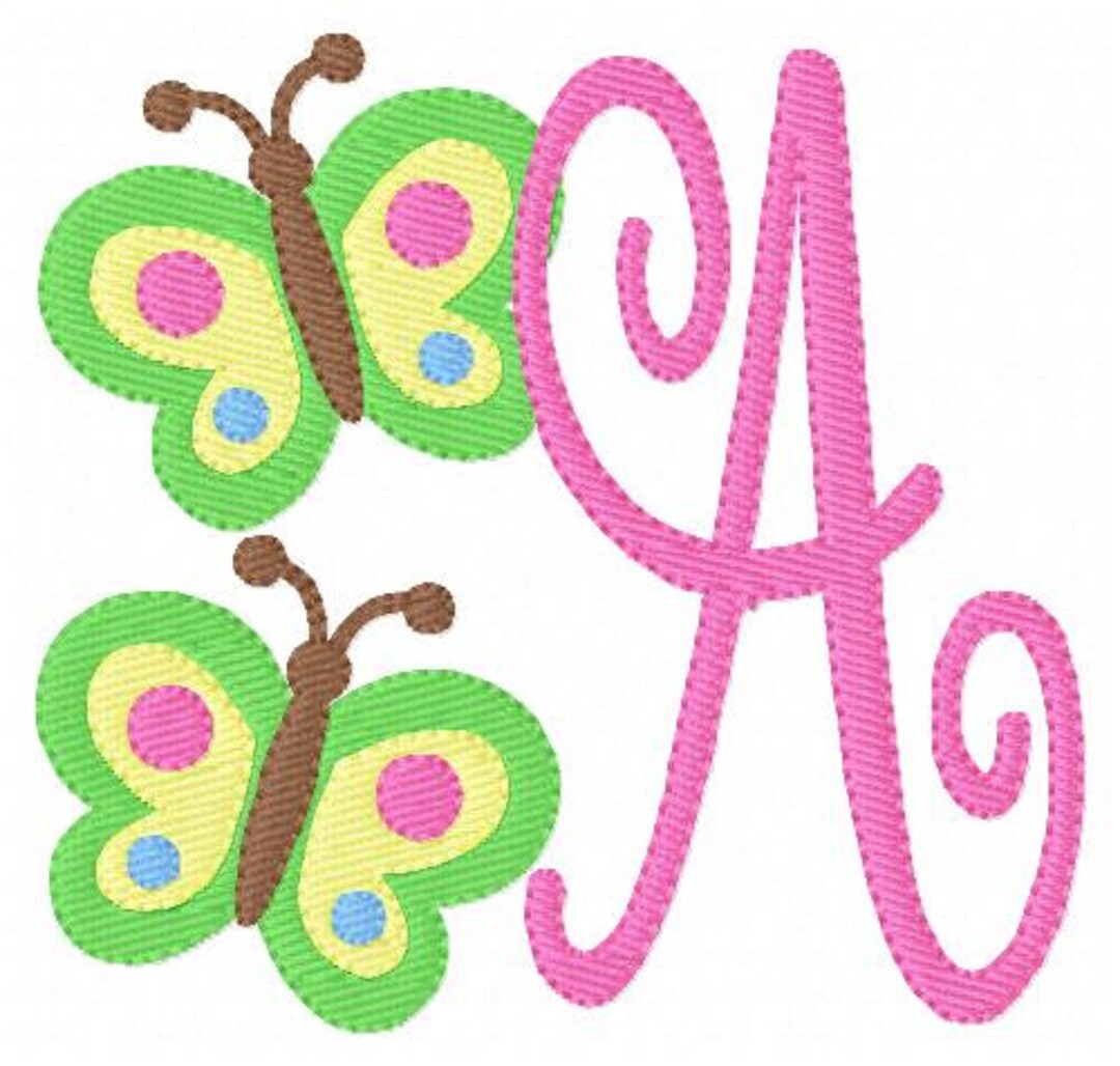 Butterfly Embroidery Monogram Design, Spring Embroidery Design ...