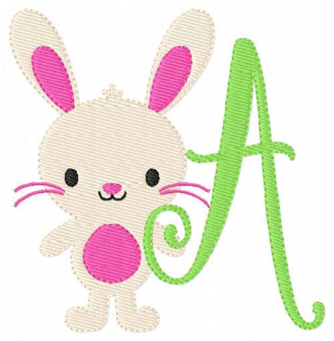 Bunny With Monogram Machine Embroidery Font Design Set, Easter Bunny ...