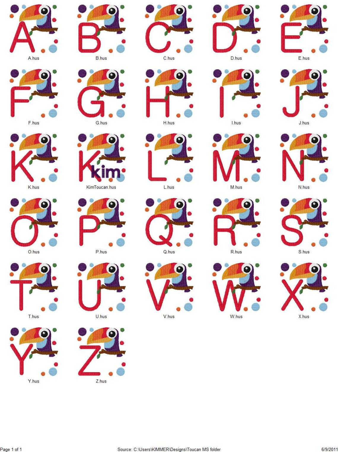 Toucan // Tropical // Monogram Embroidery Font Design Set | Etsy