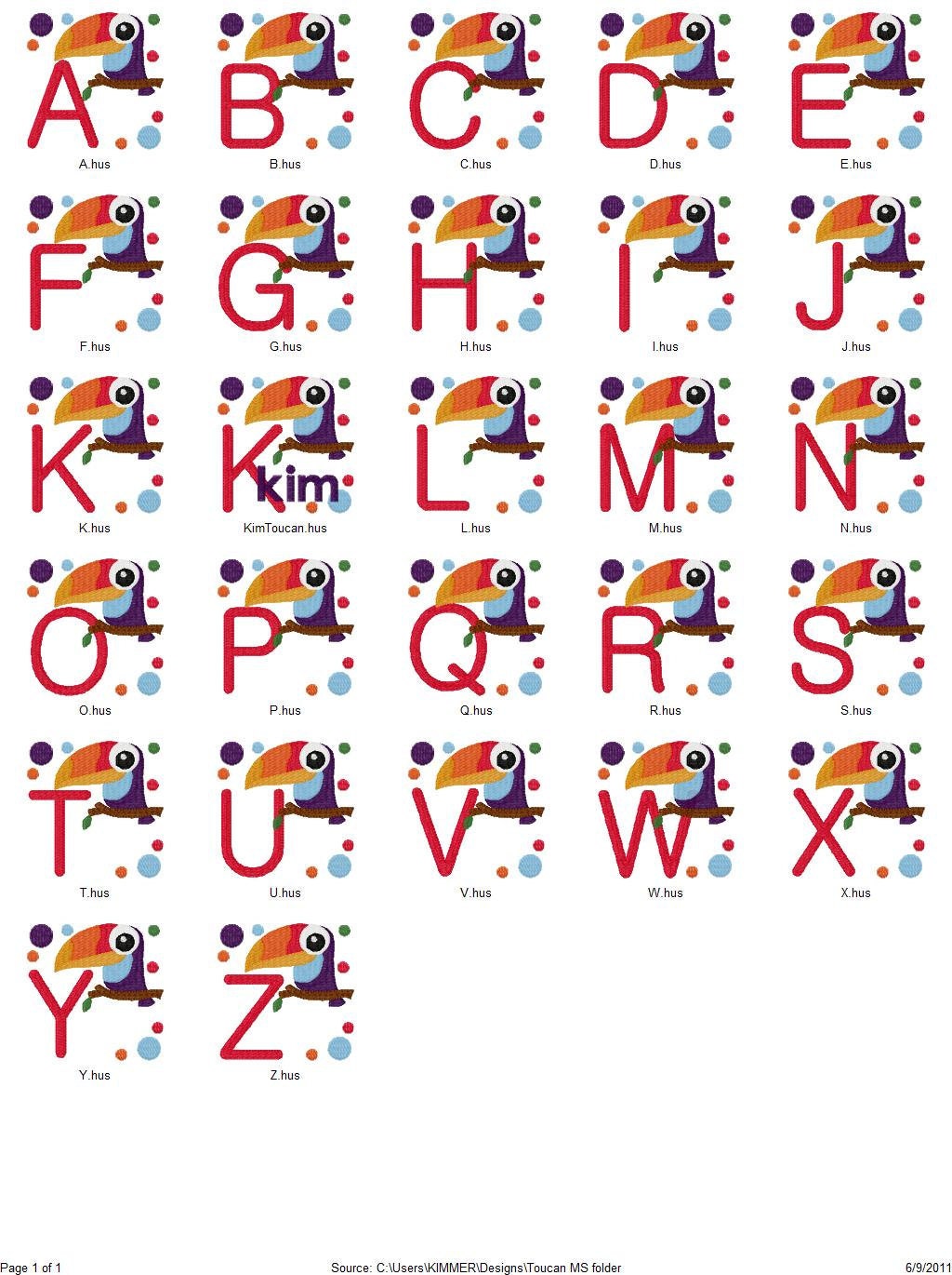 Toucan // Tropical // Monogram Embroidery Font Design Set | Etsy