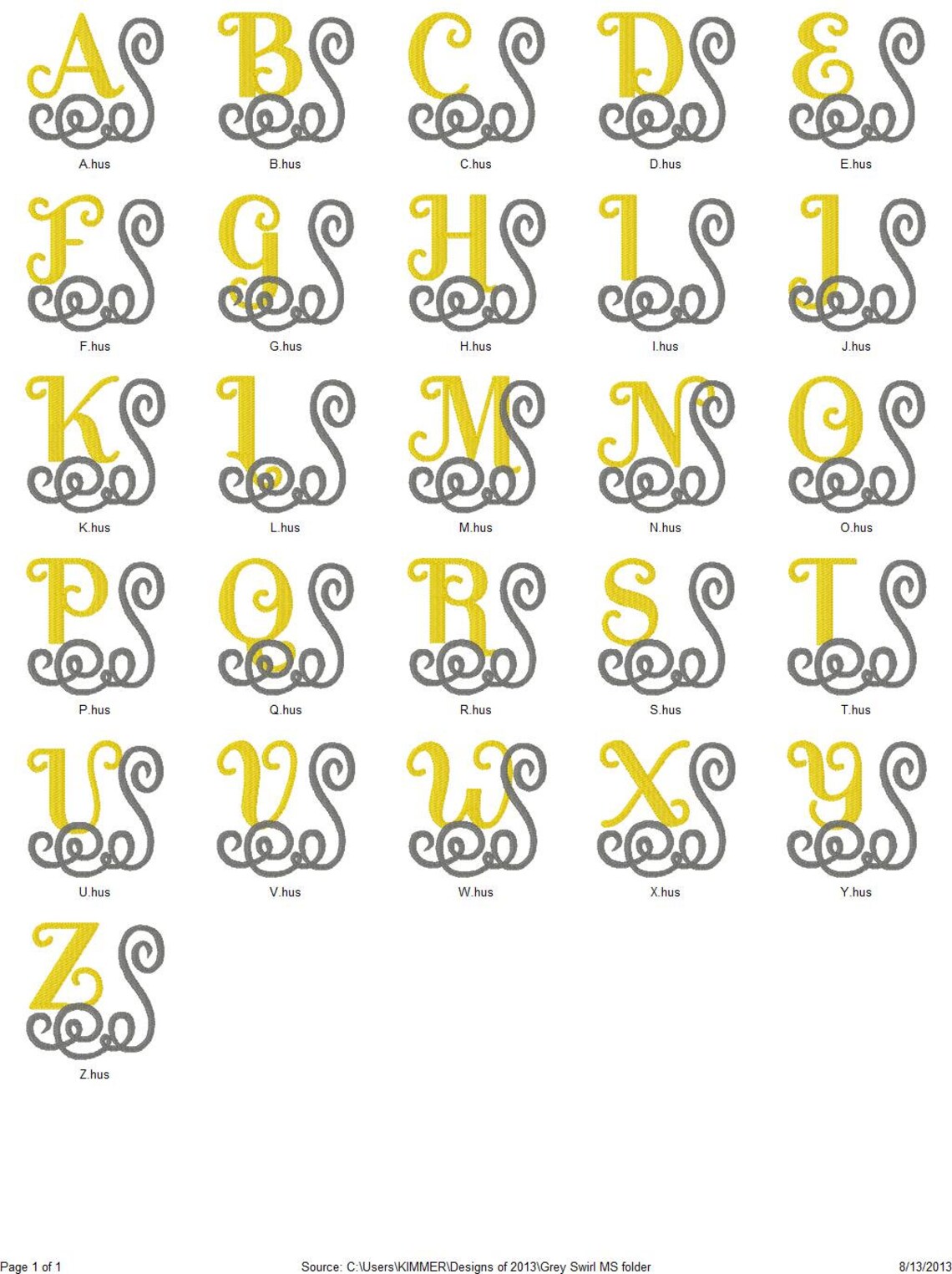 Ocean Waves Monogram Design Set // Machine Embroidery Font - Etsy