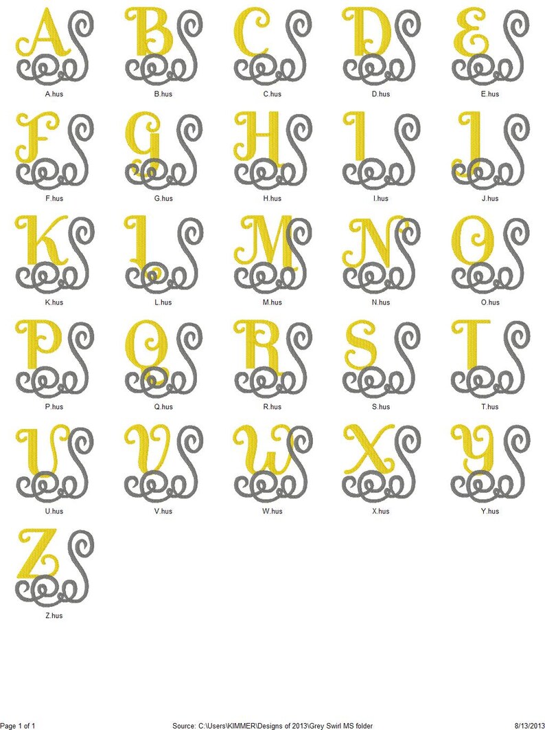 Ocean Waves Monogram Design Set // Machine Embroidery Font - Etsy