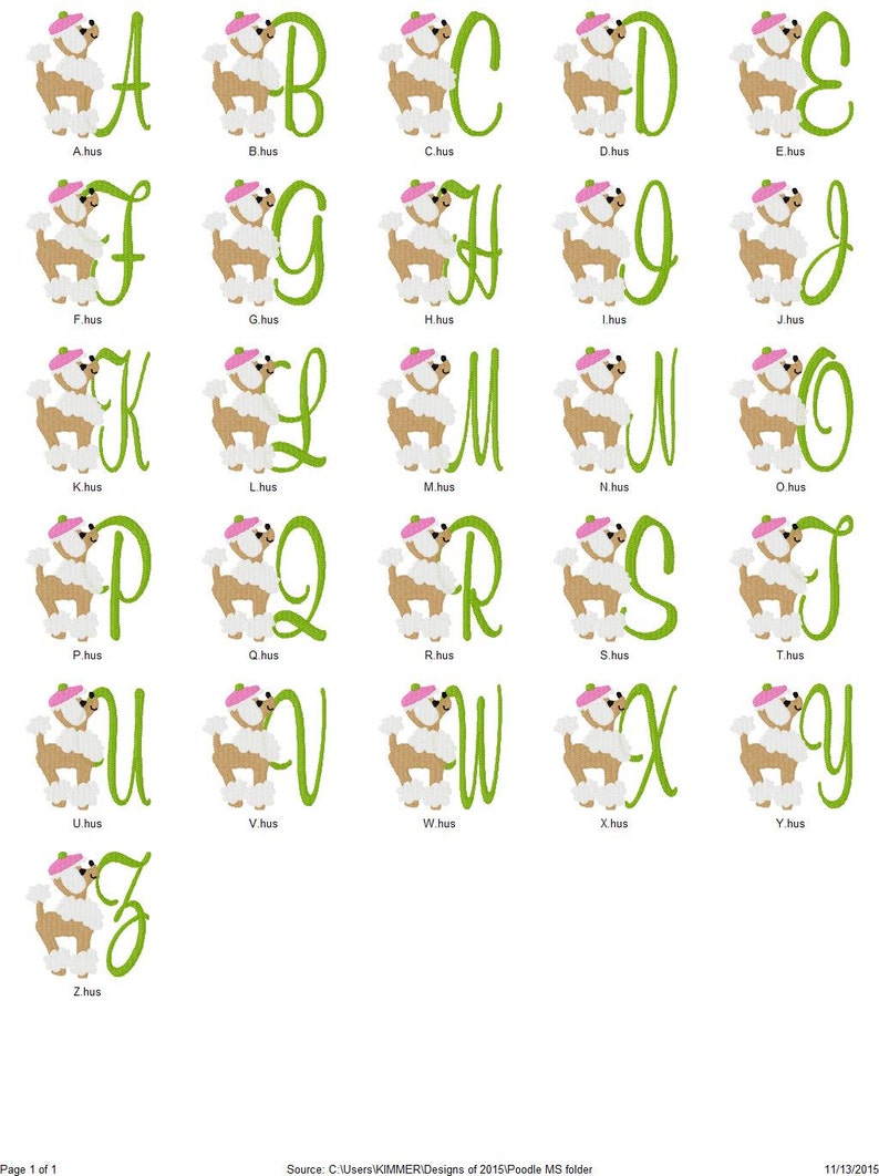 Poodle // Dog // Monogram Embroidery Font Design Set // Joyful Stitches ...