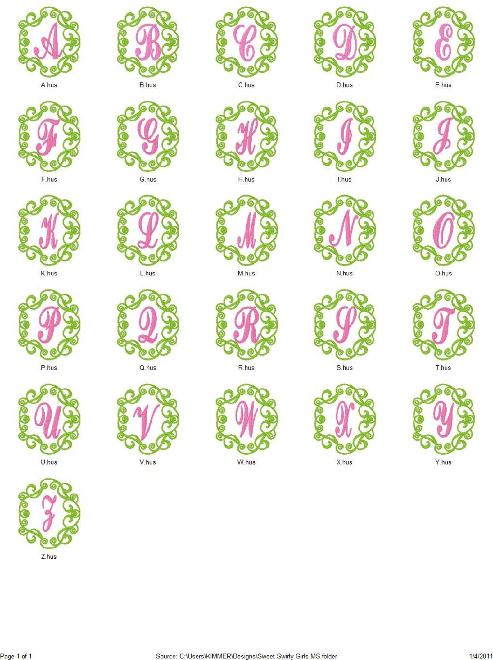 Monogram Machine Embroiery Design Set With Swirls Machine - Etsy