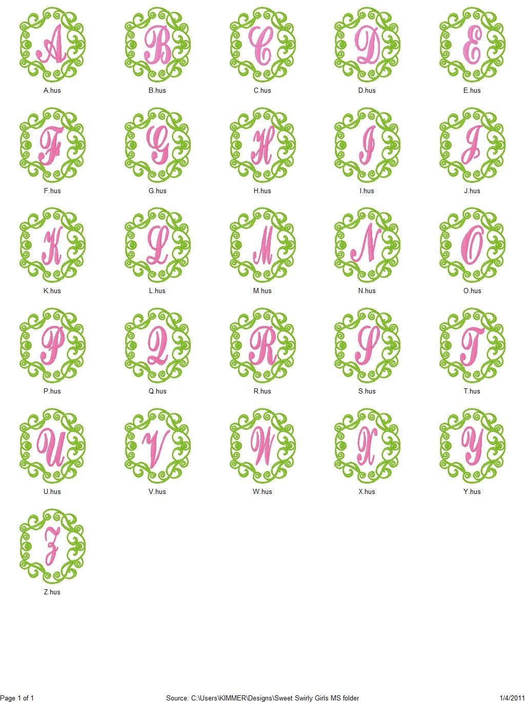 Monogram Machine Embroiery Design Set With Swirls Machine | Etsy