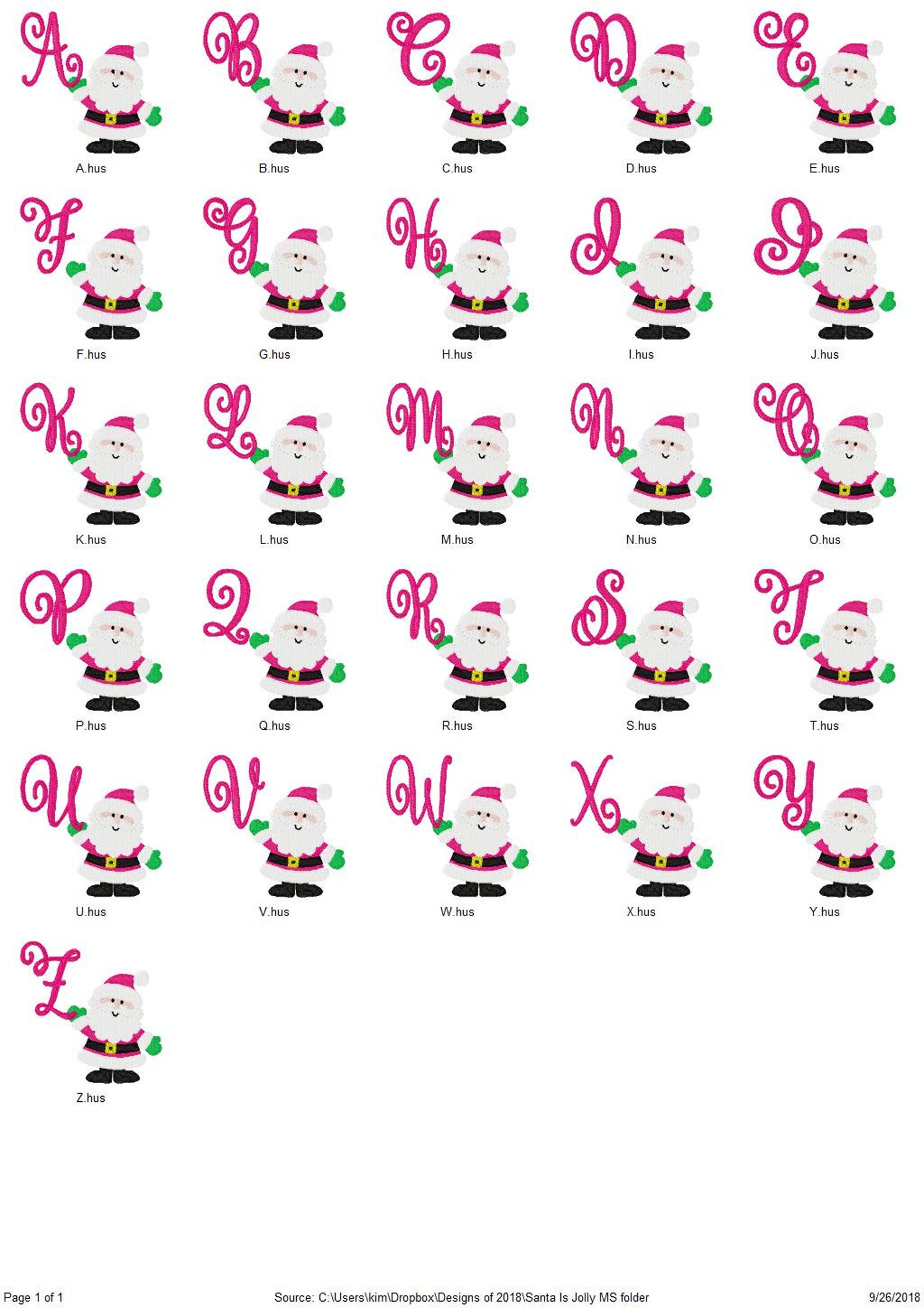 Santa is Jolly Christmas Monogram Embroidery Design Font Set - Etsy