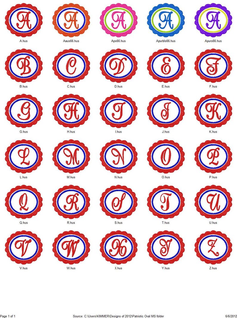 Oval Scallop Machine Embroidery Monogram Font Design Set - Etsy