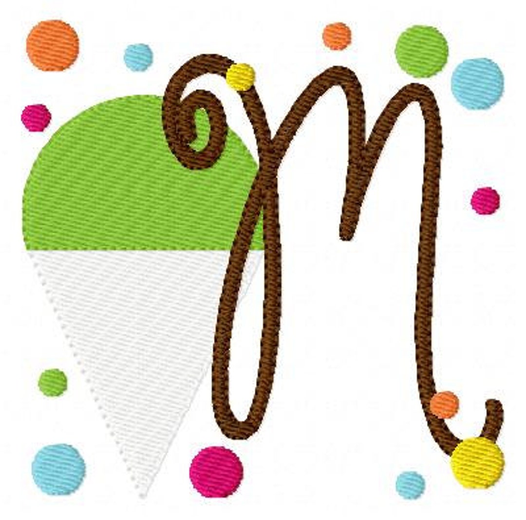 Snow Cone // Machine Embroidery Monogram Font Design Set, Summer ...