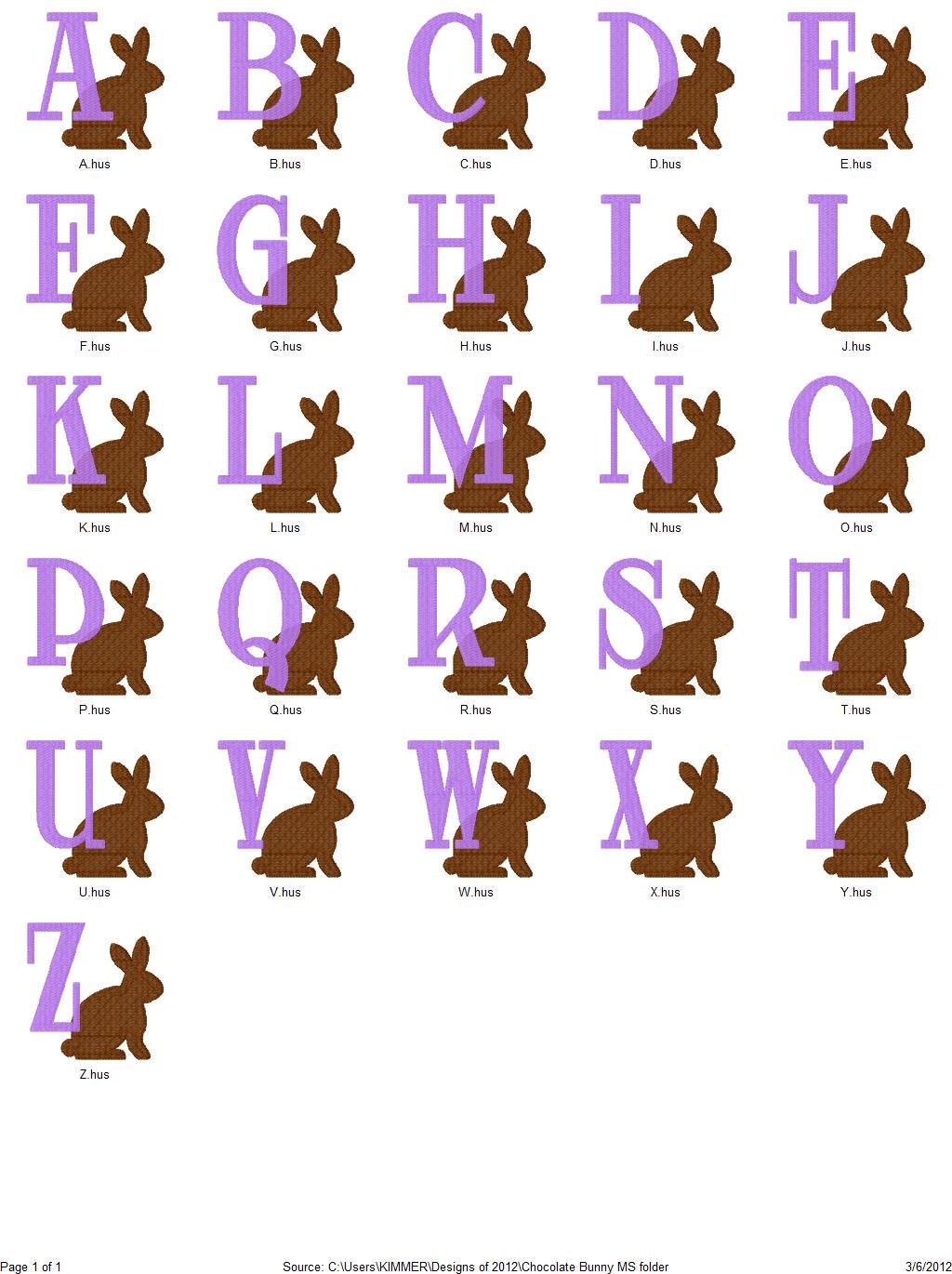 Bunny // Rabbit // Embroidery Font Design //easter Monogram // | Etsy