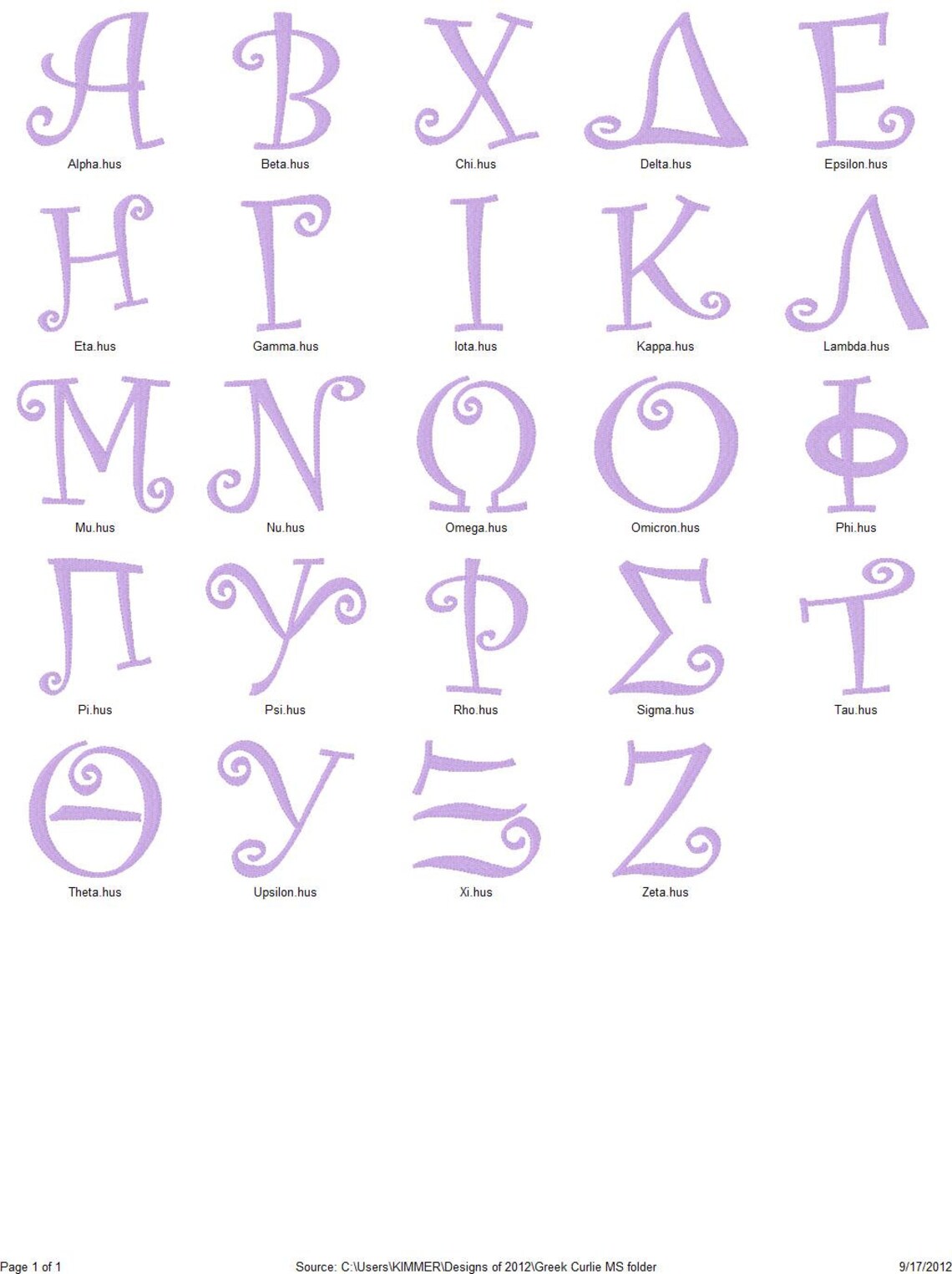 Greek Letters Curly Collegiate Monogram Embroidery Font Design - Etsy