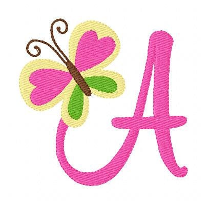 Butterfly Machine Embroidery Monogram Font Design Set // | Etsy
