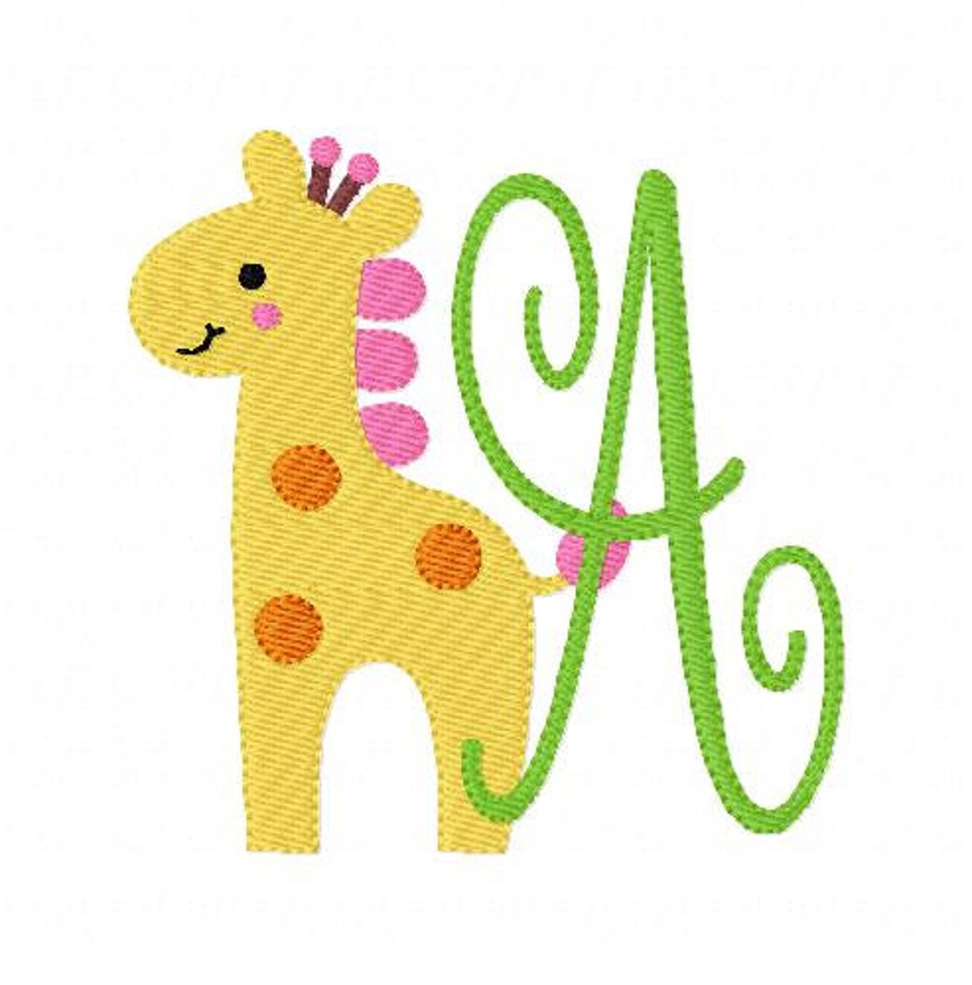 Giraffe Zoo Animal // Machine Embroidery Monogram Font Design Set ...