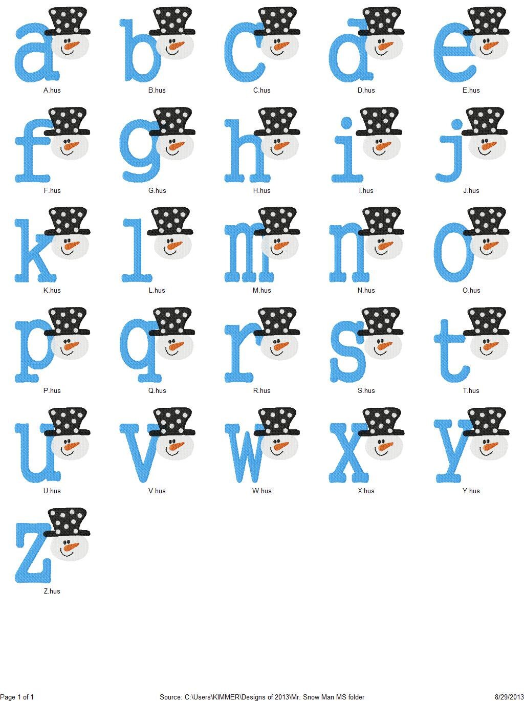 Snow Man Winter Monogram Embroidery Font Design Set Machine - Etsy