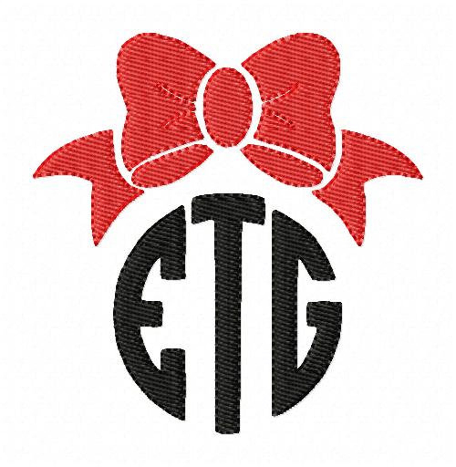 Bow Circle Monogram Embroidery Design Font Set Bow Embroidery - Etsy