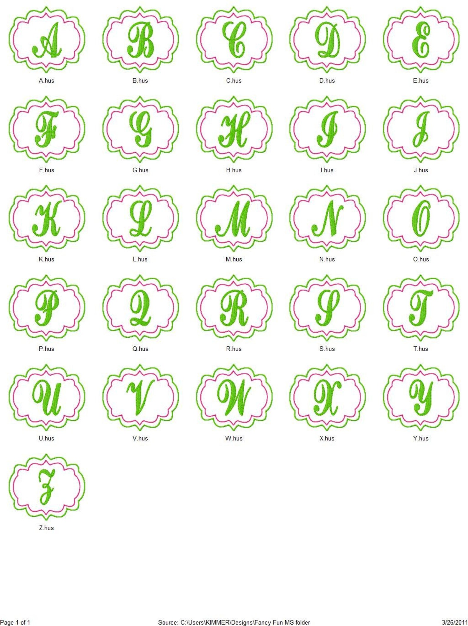 French Flair Fancy Fun Monogram Machine Embroidery Designs Font Set ...