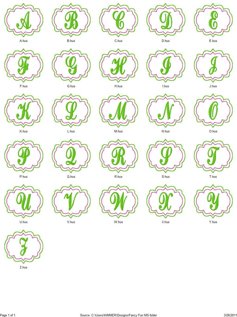 French Flair Fancy Fun Monogram Machine Embroidery Designs Font Set ...