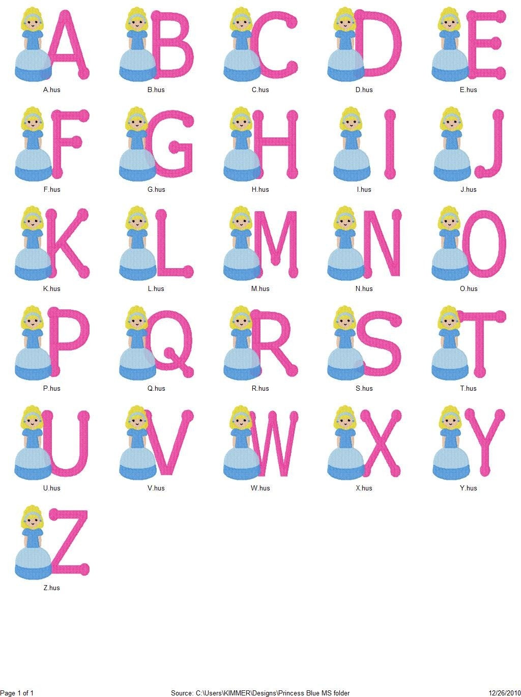 Princess Machine Embroidery Monogram Design Set Machine | Etsy