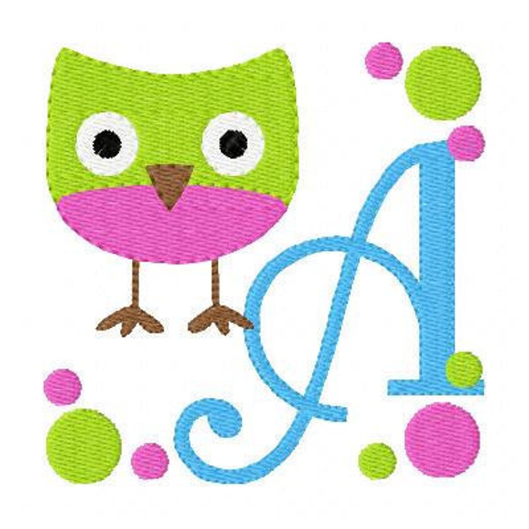Owl Happy Monogram Machine Embroidery Design Set // Joyful Stitches - Etsy
