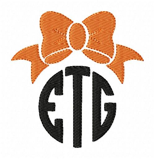 Bow Circle Monogram Embroidery Design Font Set Bow Embroidery - Etsy