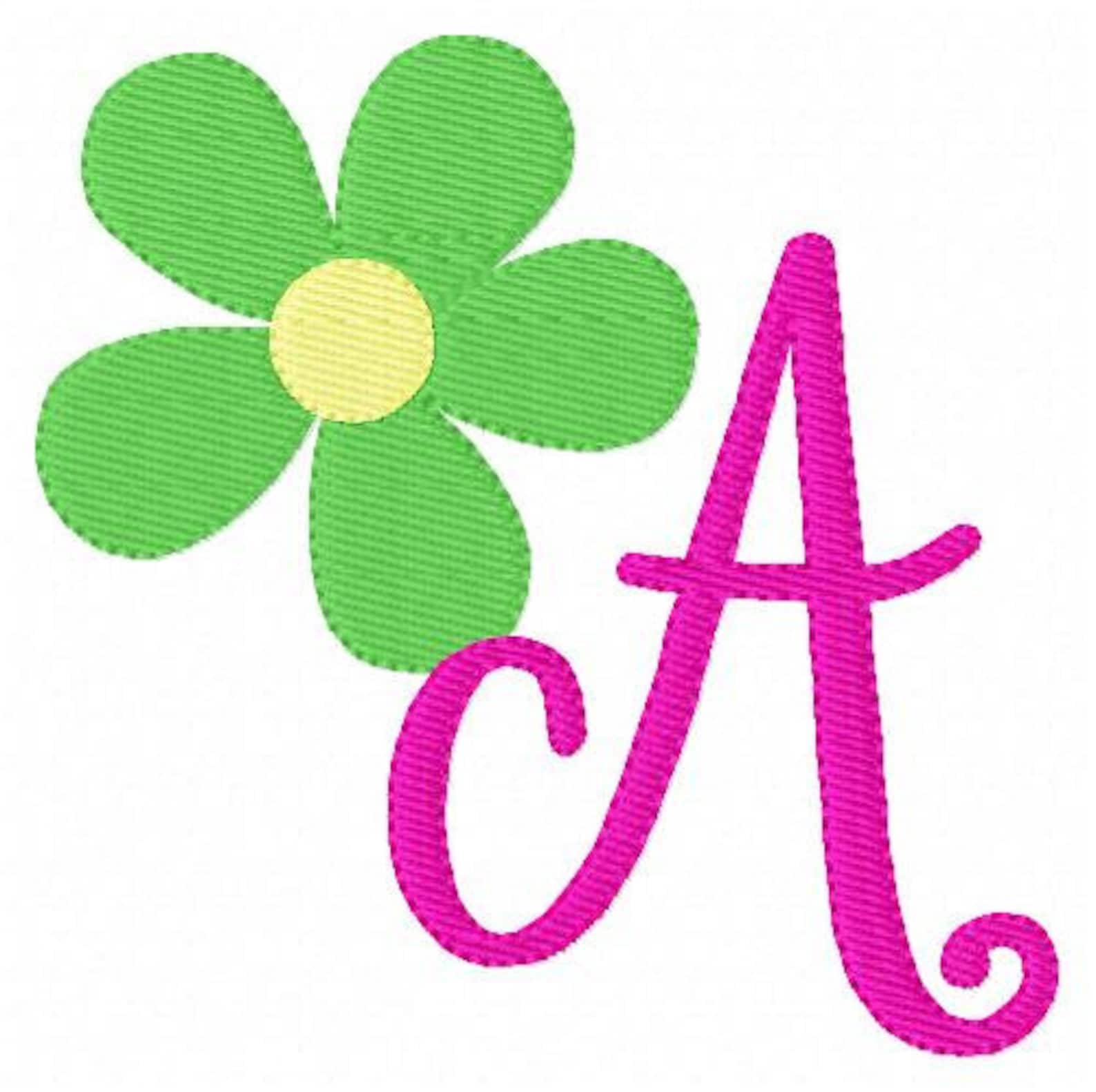 Daisy Flower Happy Machine Embroidery Monogram Font Design Set, Machine ...
