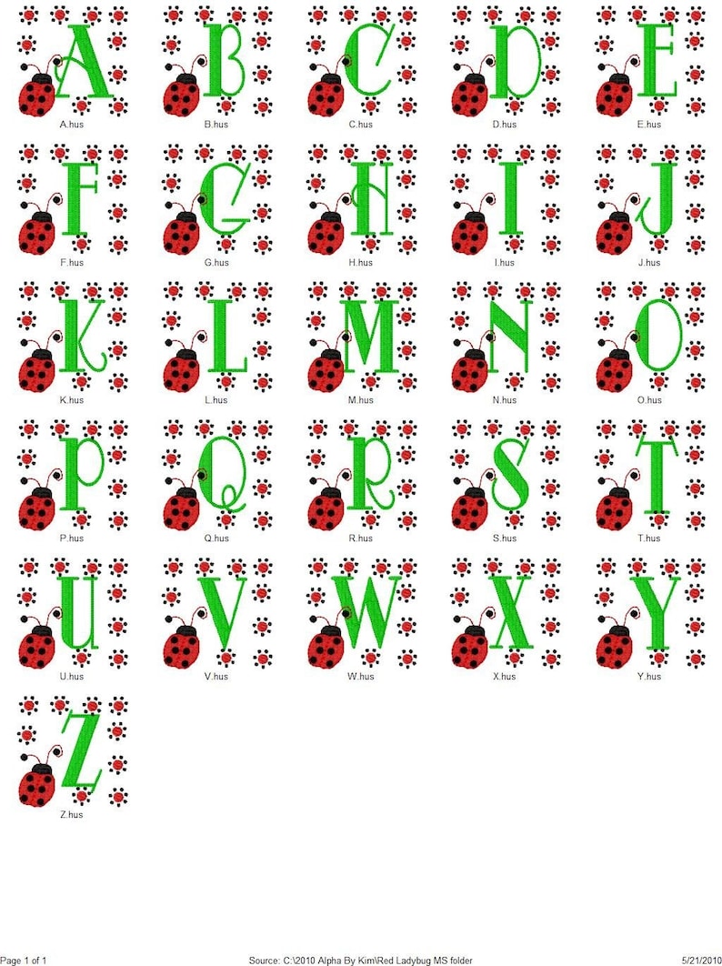 Ladybug // Monogram Font Machine Embroidery Design Set, Machine ...