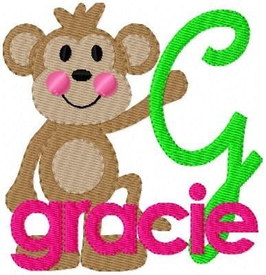 Monkey Monogram Embroidery Designs Font Set. Machine Embroidery Designs ...