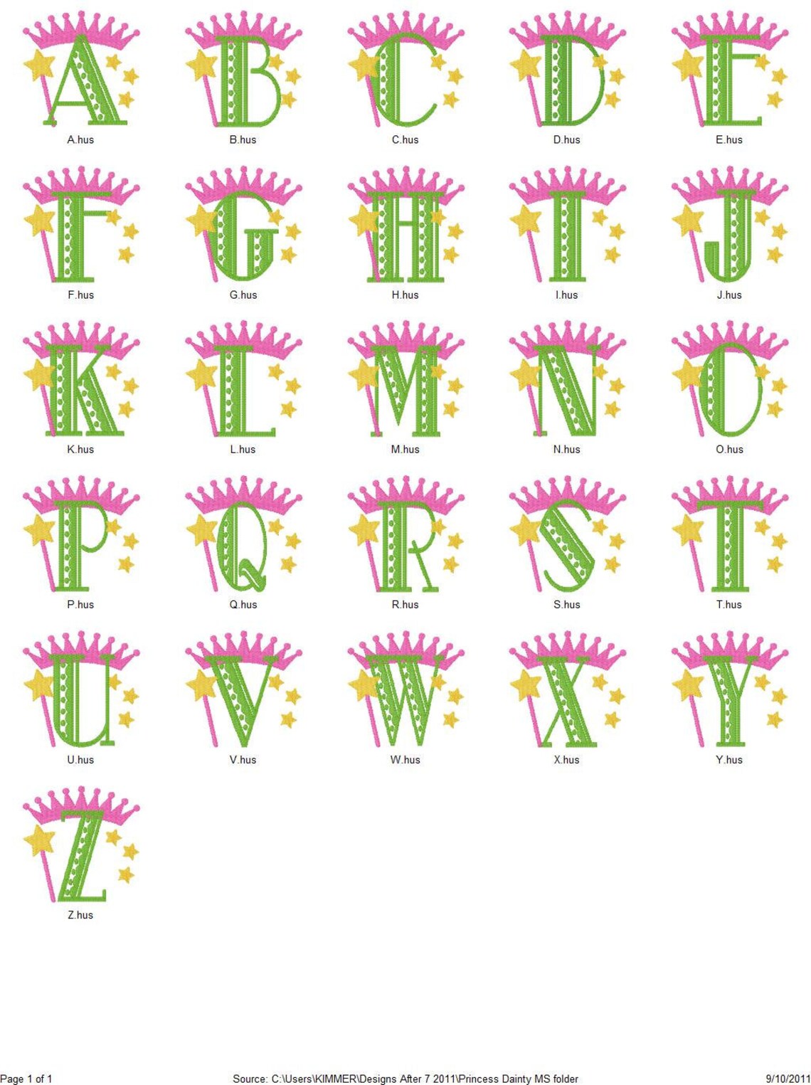 Princess Crown Monogram Embroidery Font Design Set Machine - Etsy