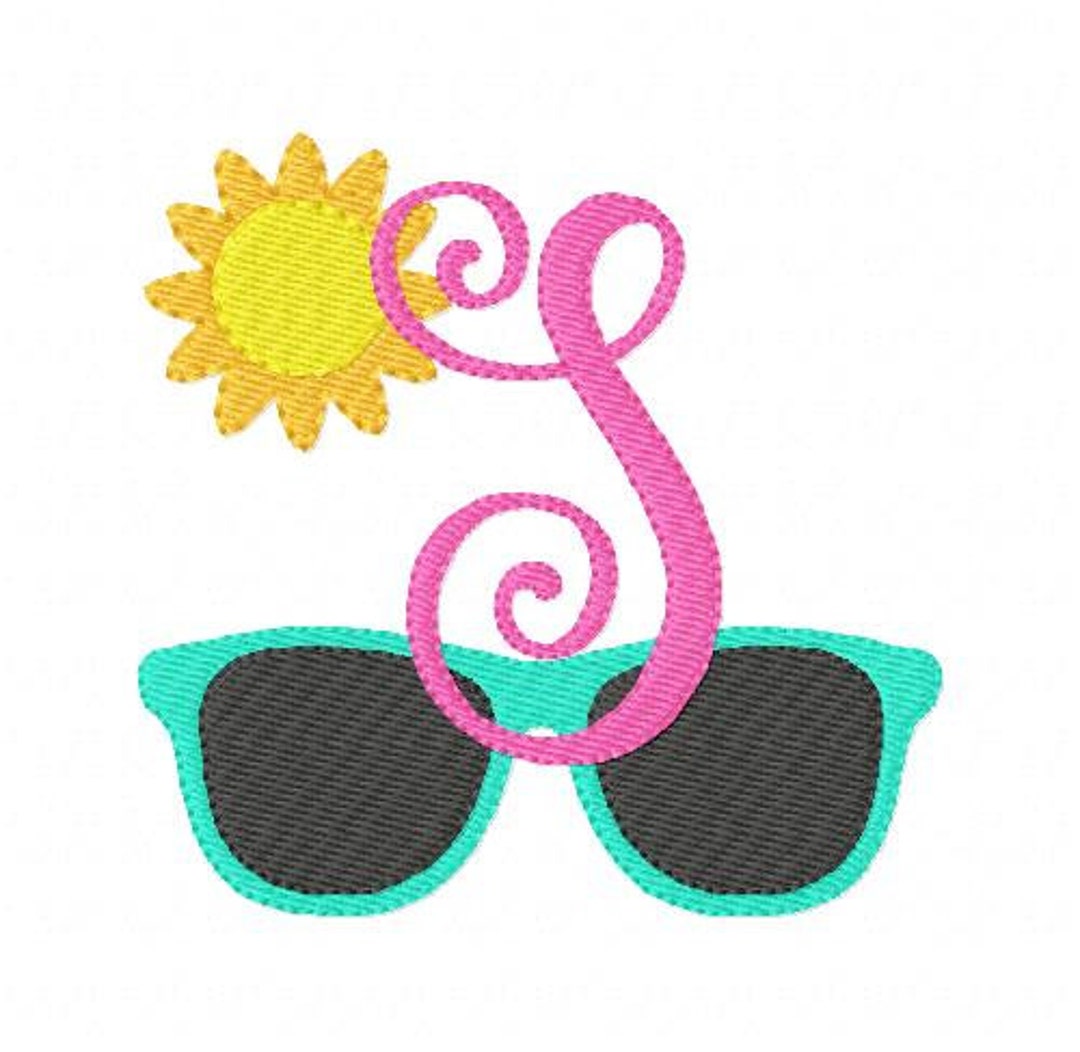 Machine Embroidery Monogram Font Design Set // Sunglasses // Beach ...