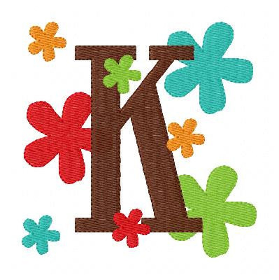 Flowers Monogram Embroidery Font Design Set // Joyful Stitches - Etsy