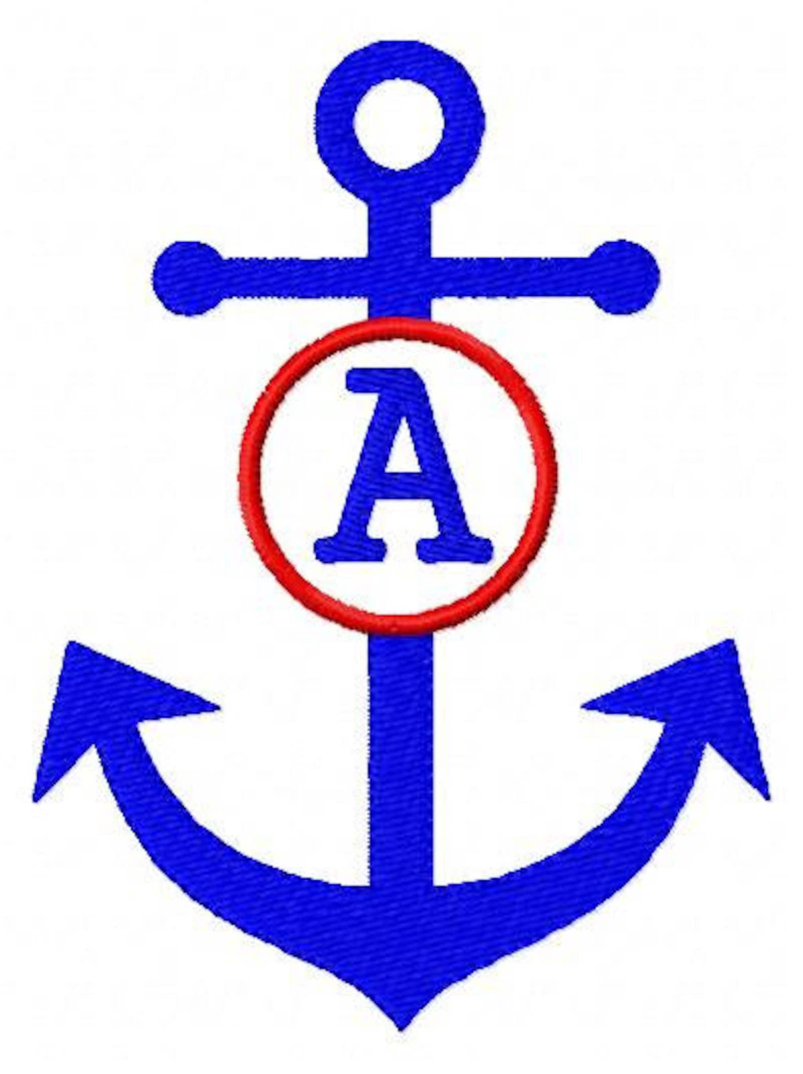 Anchor, Summer, Circle, 5x7, Beach Monogram Machine Embroidery Font ...