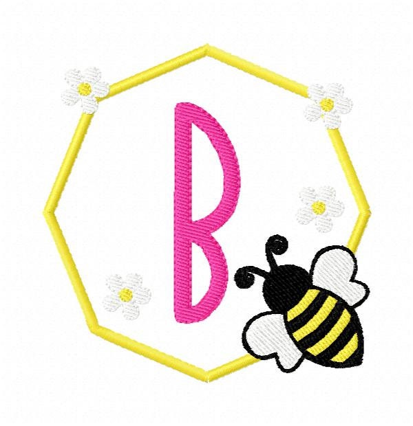 Honeycomb Bee Monogram Embroidery Design Font Set Joyful | Etsy